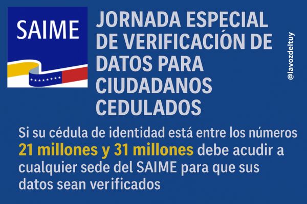 El Saime activa jornada especial de verificación de datos para ...